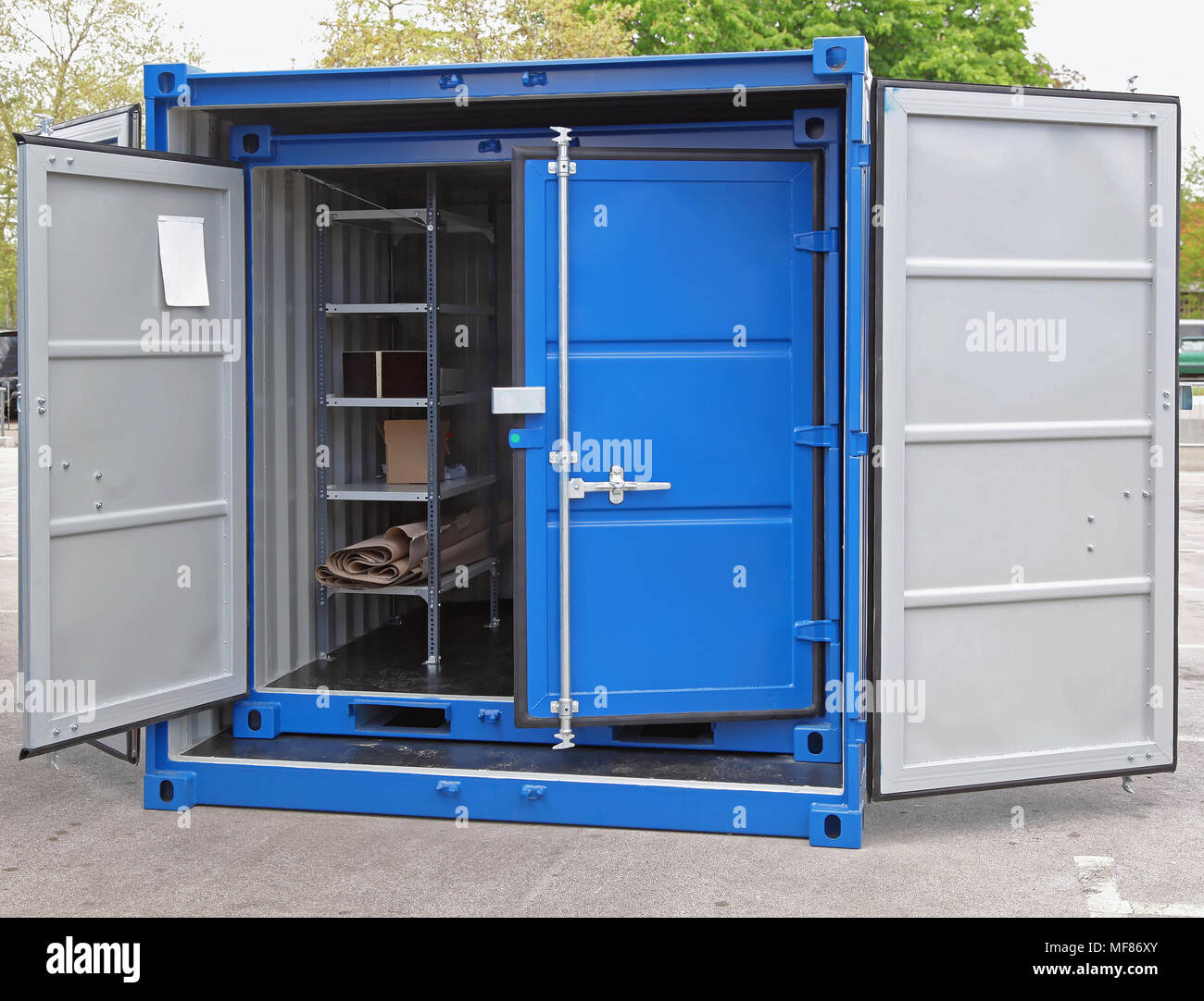 Open Door at New Cargo Shipping Container Stock Photo - Alamy