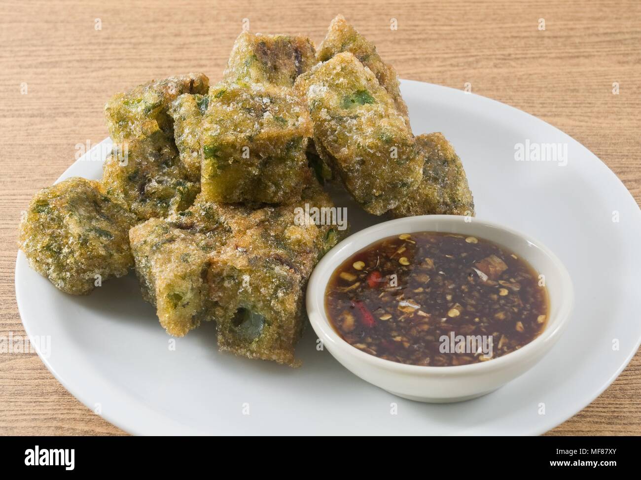 Fried Chinese Pancake or Fried Steamed Dumpling Made of Garlic Chives ...