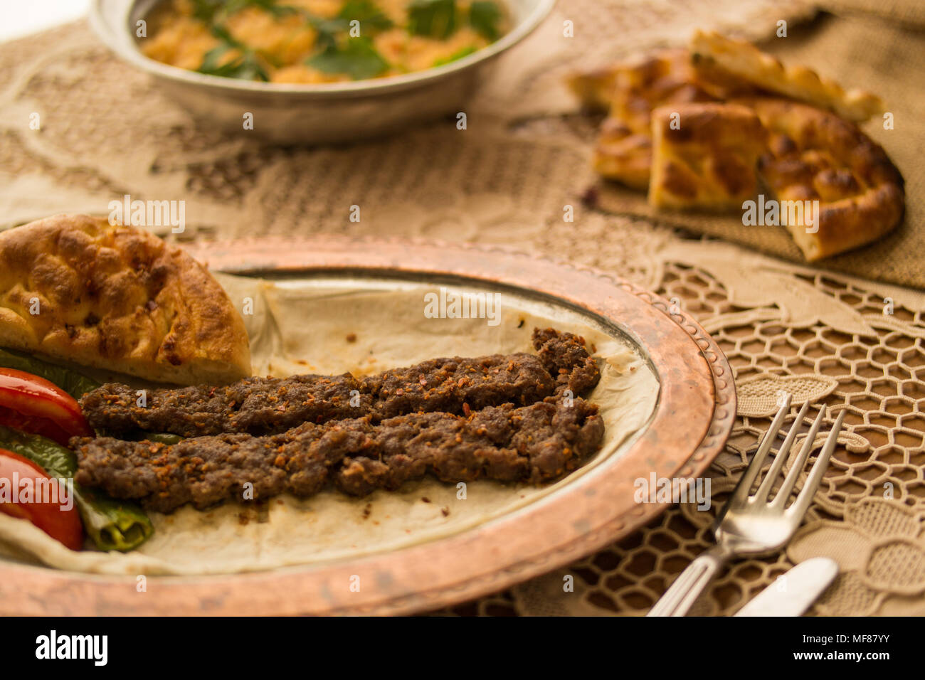 Turkish meat food Adana Kebab / kebap Stock Photo - Alamy