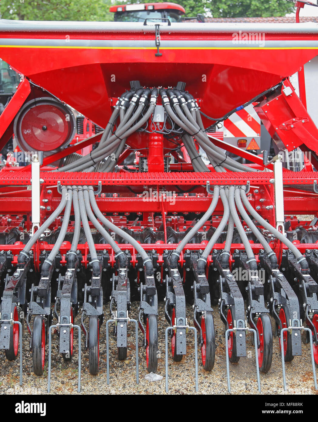 Red Planter Seeder Row Machine for Agriculture Stock Photo - Alamy