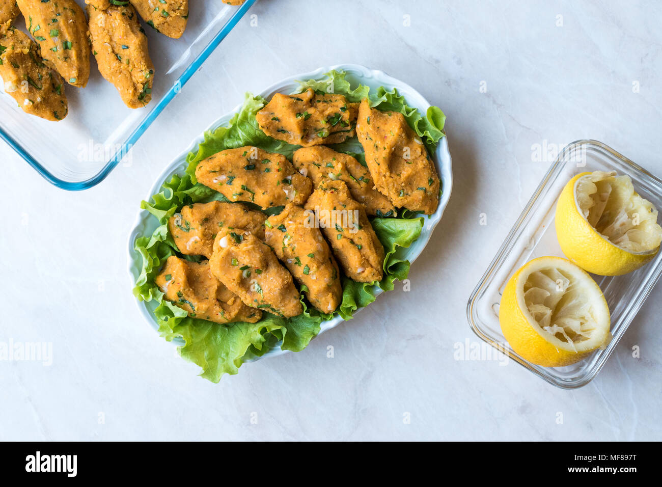 Turkish Food Mercimek Koftesi made Bulgur and Lentil Paste. Traditional ...