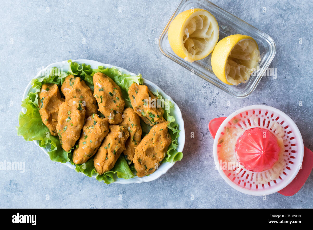 Turkish Food Mercimek Koftesi made Bulgur and Lentil Paste. Traditional ...