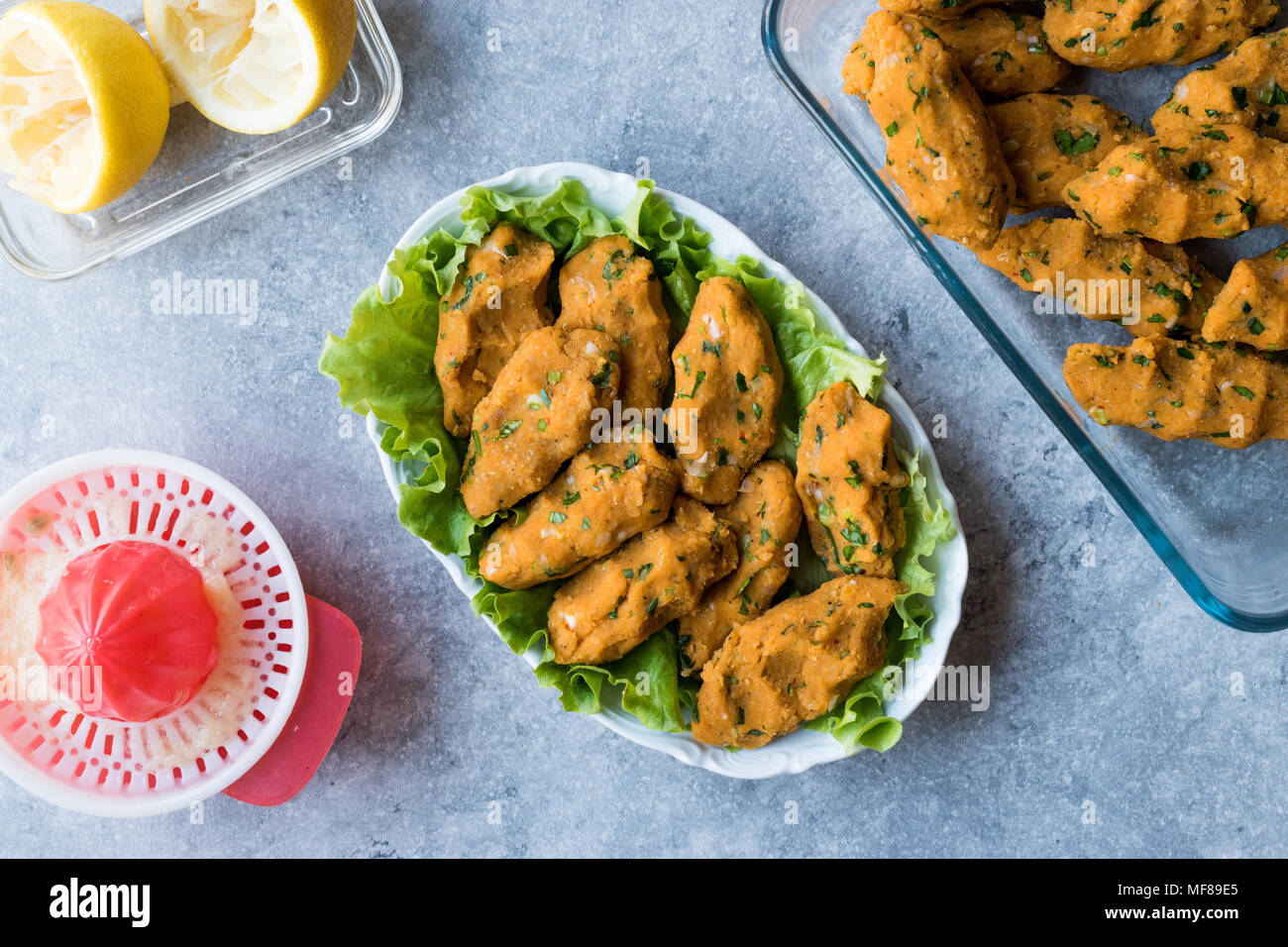 Turkish Food Mercimek Koftesi made Bulgur and Lentil Paste. Traditional ...