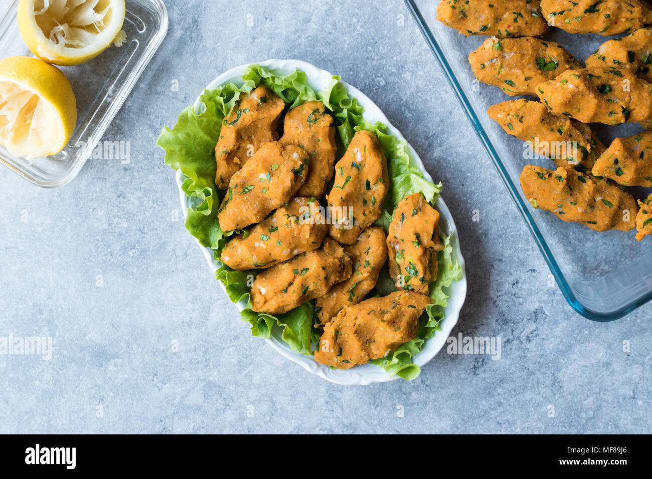 Turkish Food Mercimek Koftesi made Bulgur and Lentil Paste. Traditional ...
