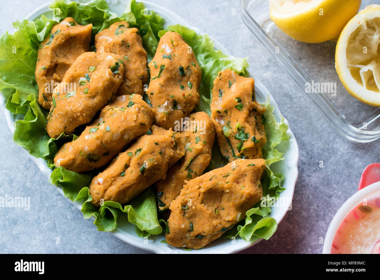 Turkish Food Mercimek Koftesi made Bulgur and Lentil Paste. Traditional ...