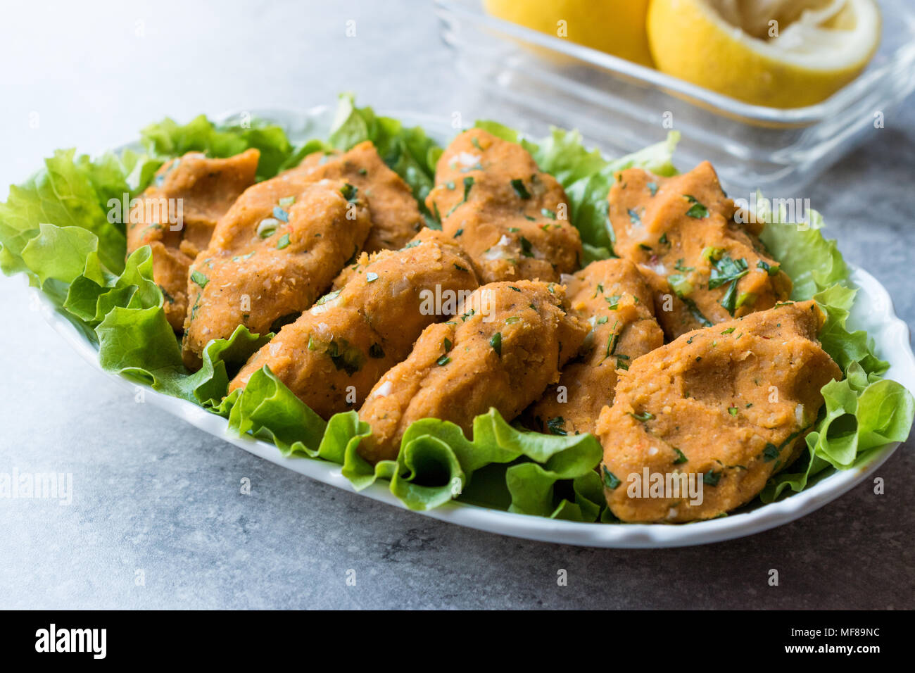 Turkish Food Mercimek Koftesi made Bulgur and Lentil Paste. Traditional ...