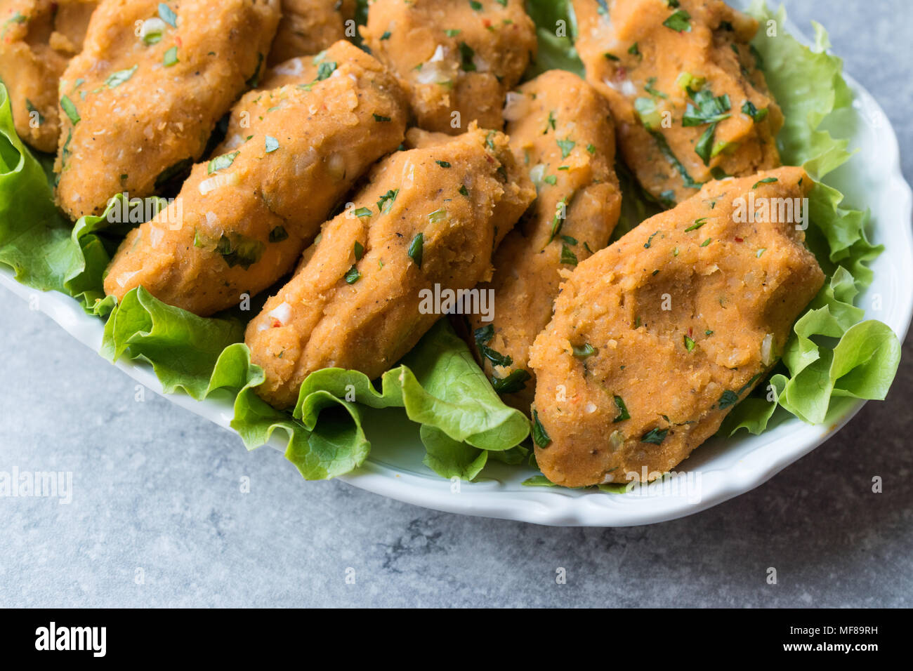 Turkish Food Mercimek Koftesi made Bulgur and Lentil Paste. Traditional ...