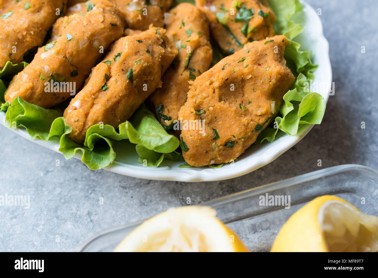 Turkish Food Mercimek Koftesi made Bulgur and Lentil Paste. Traditional ...