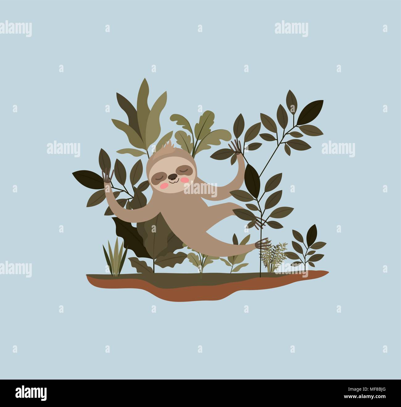 sloth in the jungle scene vector illustration design Stock Vector Image ...