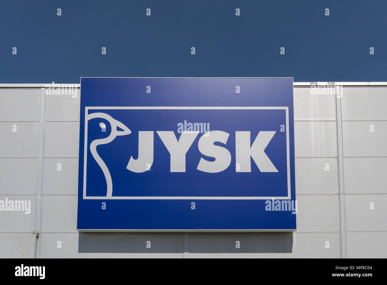 JYSK sign, logo, Danish retail chain, selling household goods Stock ...