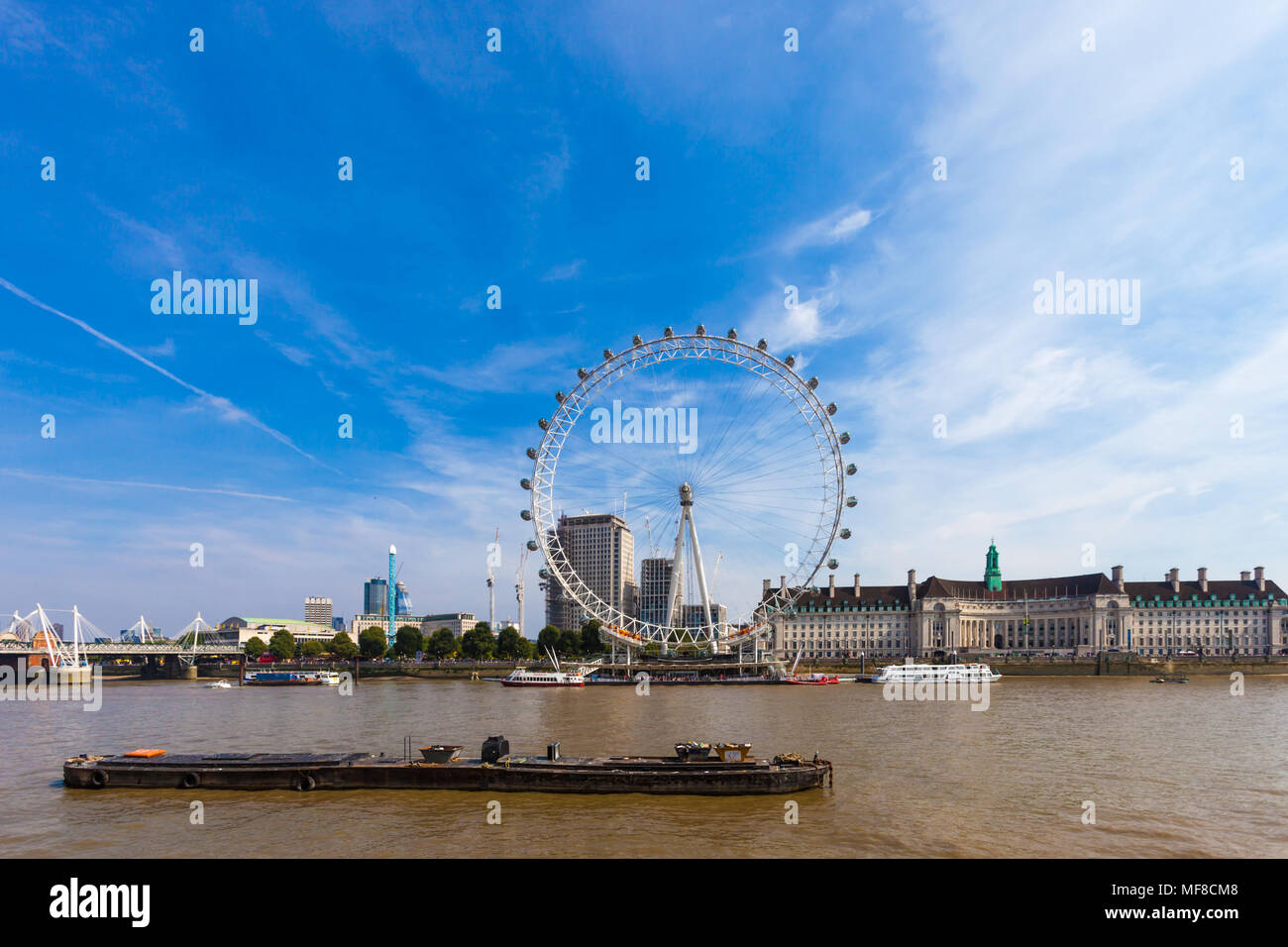LONDON, UNITED KINGDOM - AUGUST 28, 2017 - View of the London Eye and ...