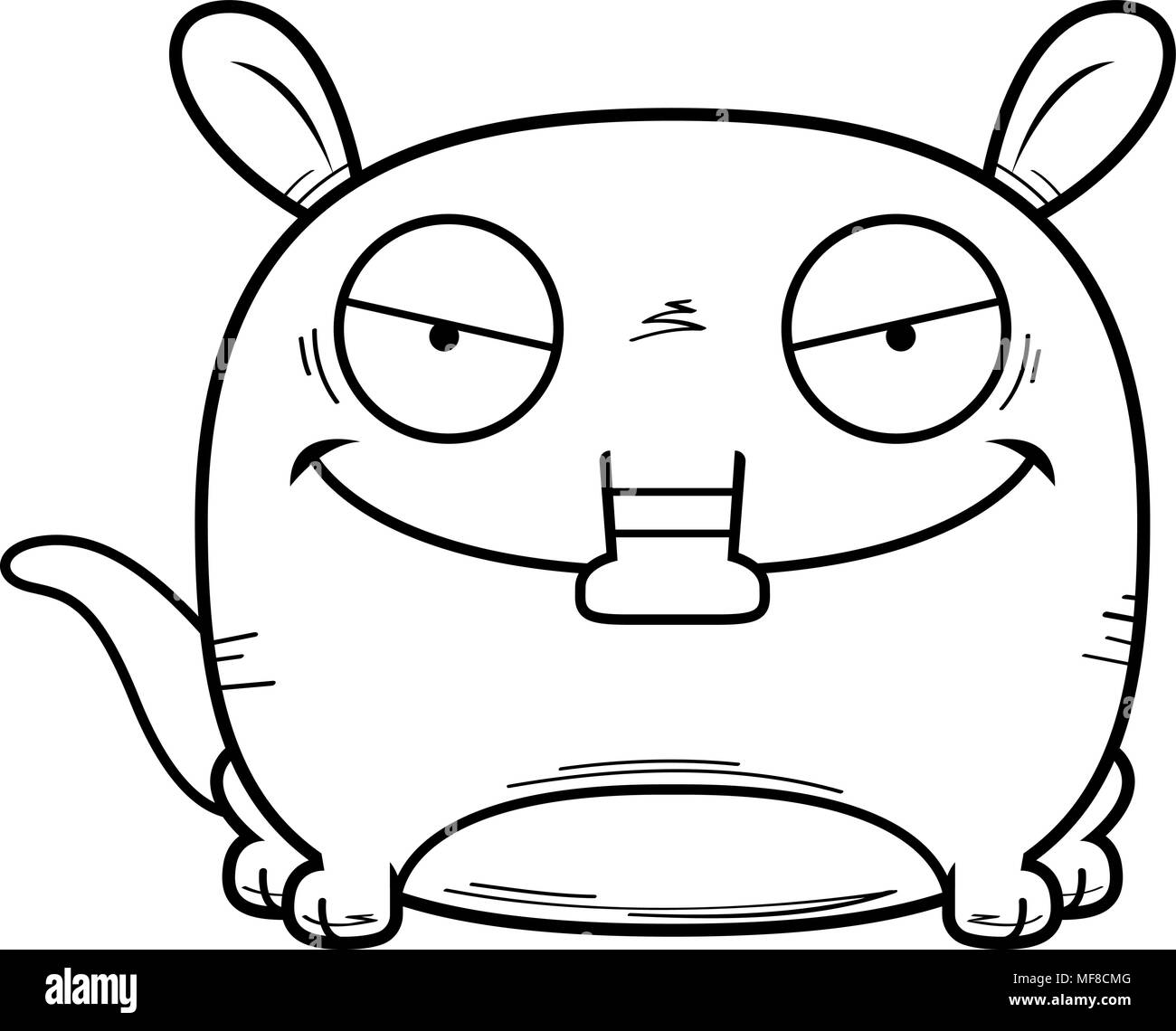 A cartoon illustration of a little aardvark with a devious expression ...