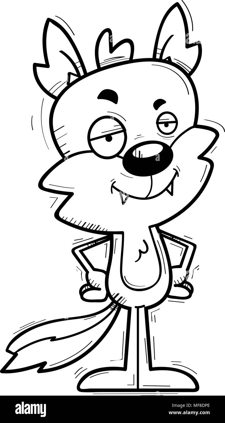 A cartoon illustration of a male wolf looking confident Stock Vector ...