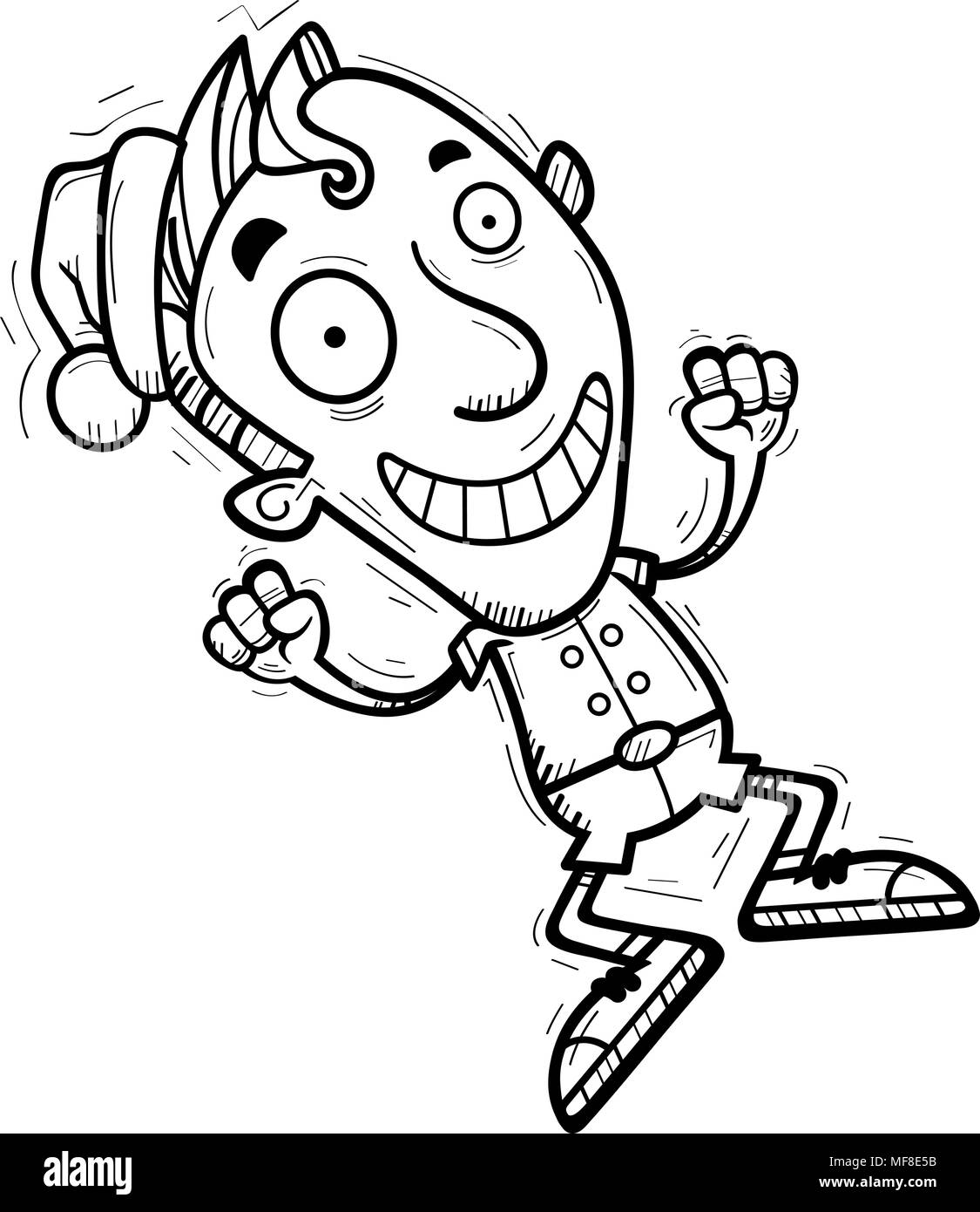 A cartoon illustration of a Christmas elf jumping Stock Vector Image ...