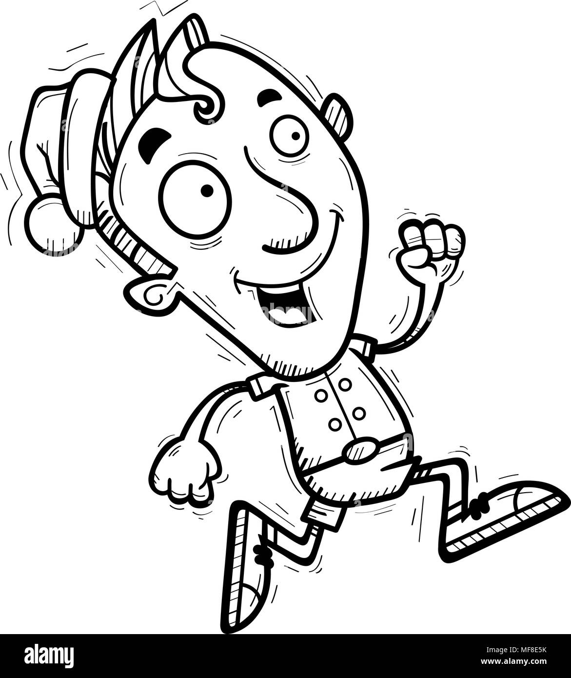 A cartoon illustration of a Christmas elf running Stock Vector Image ...
