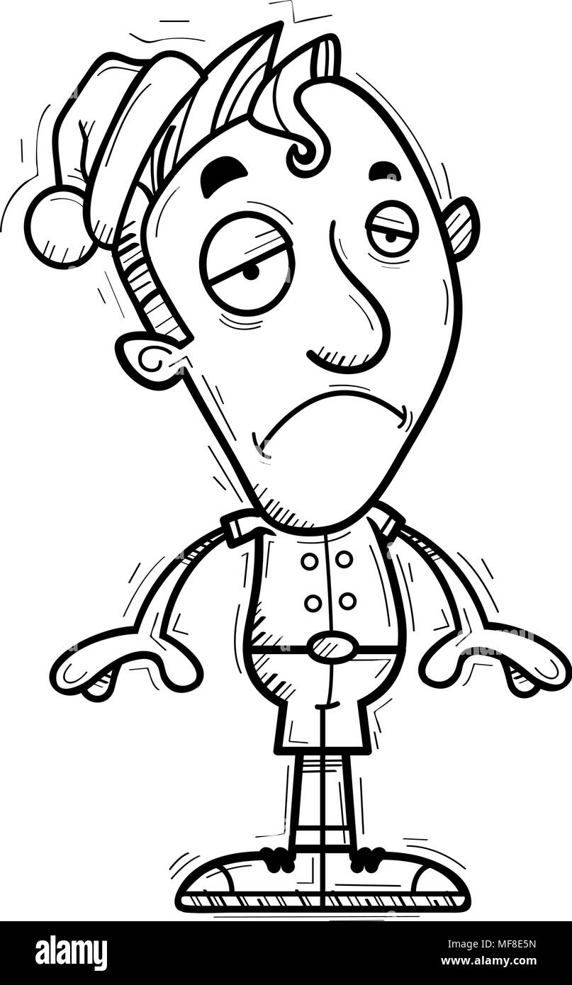 A cartoon illustration of a Christmas elf looking sad Stock Vector ...