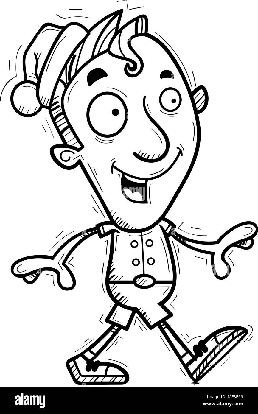 A cartoon illustration of a Christmas elf walking Stock Vector Image ...