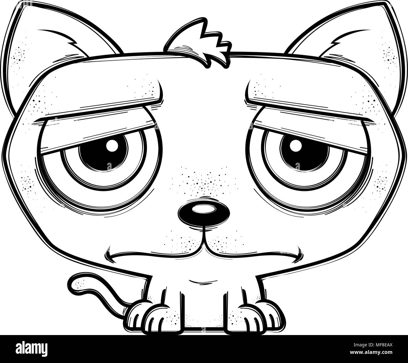 A cartoon illustration of a cat looking depressed Stock Vector Image ...