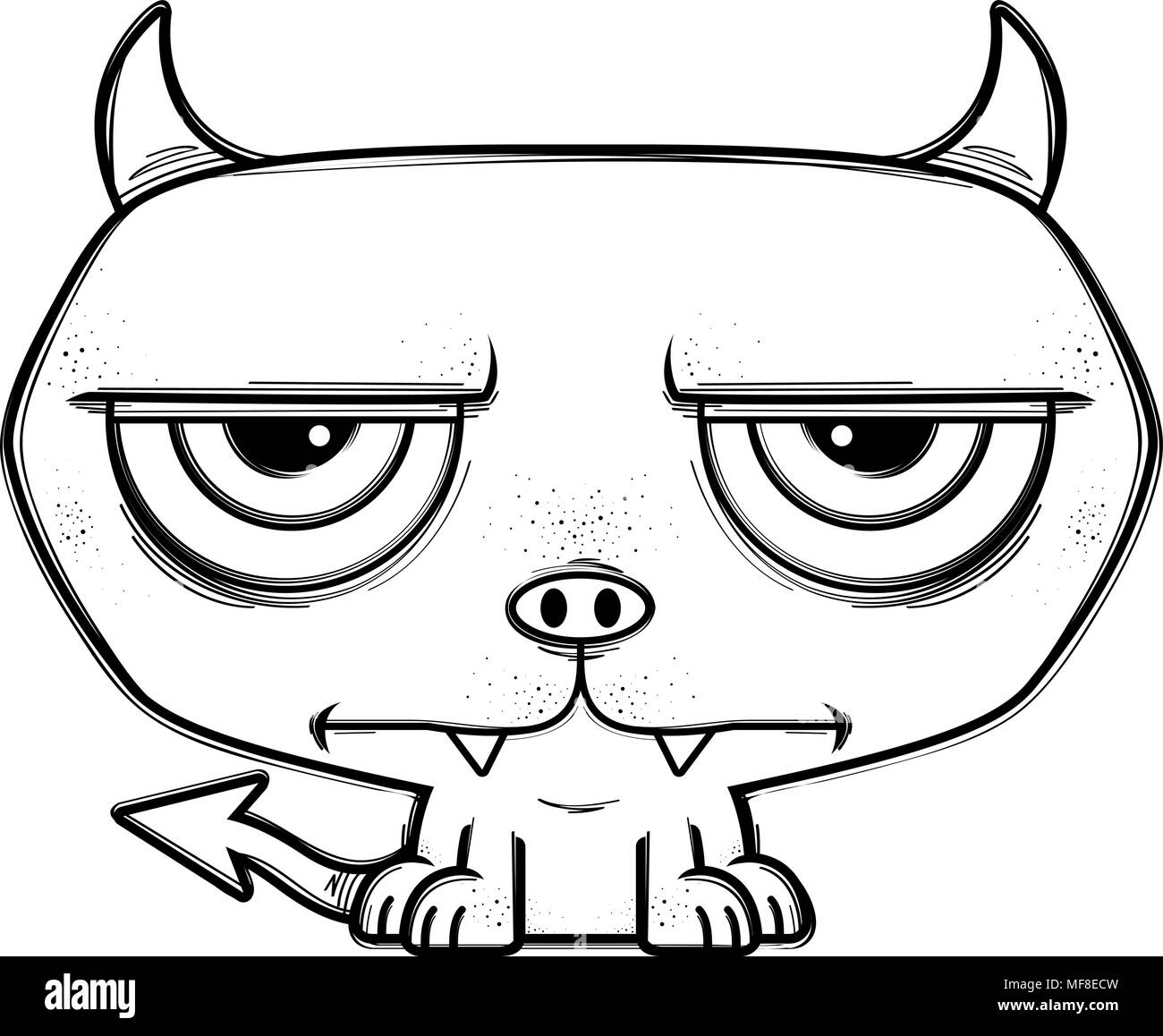 Little devil cartoon illustration Black and White Stock Photos & Images ...