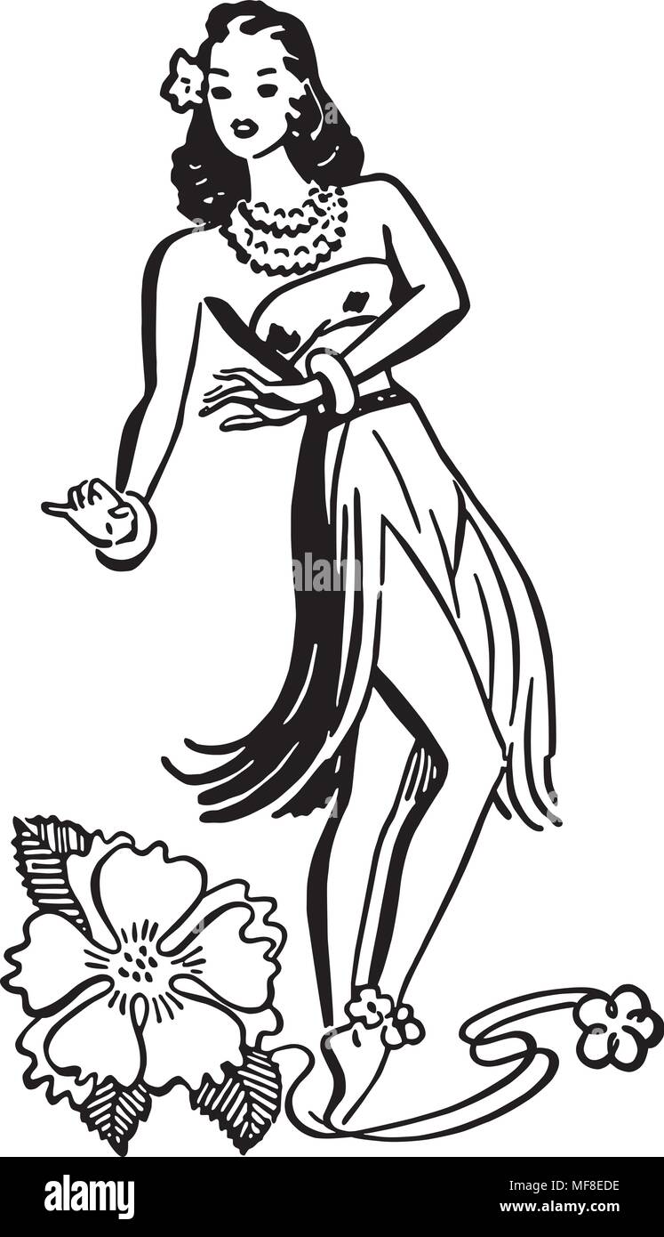 Hula Girl Retro Clipart Illustration Stock Vector Image And Art Alamy