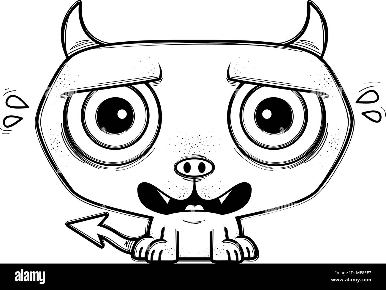 A cartoon illustration of a little devil looking terrified Stock Vector ...