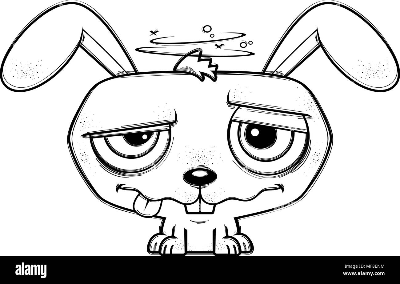 A cartoon illustration of a rabbit looking intoxicated Stock Vector ...