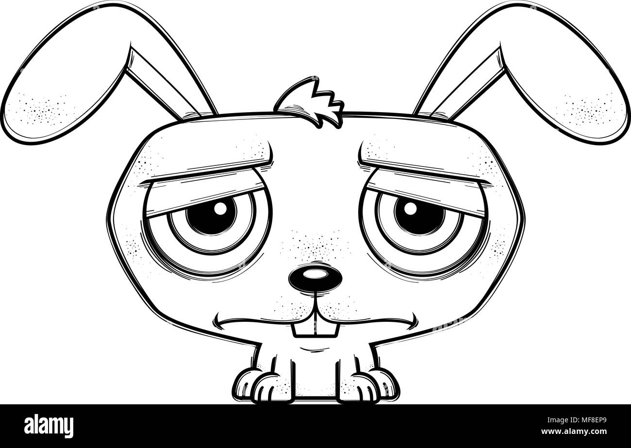 A cartoon illustration of a rabbit looking depressed Stock Vector Image ...