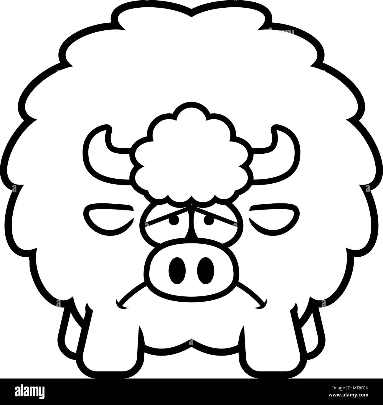 A cartoon illustration of a buffalo looking sad Stock Vector Image ...