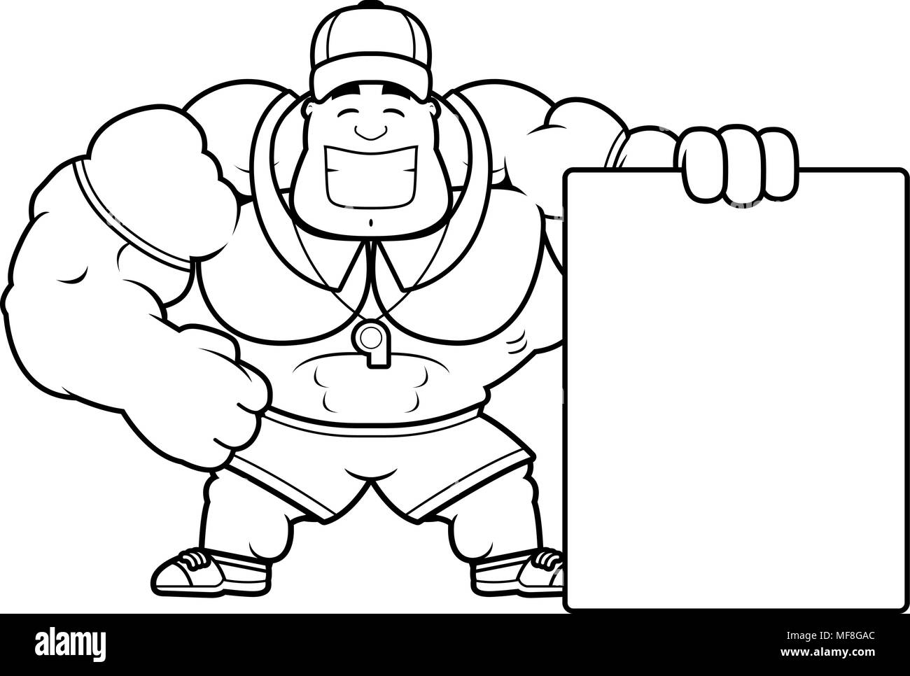 A cartoon illustration of a coach with a sign Stock Vector Image & Art ...