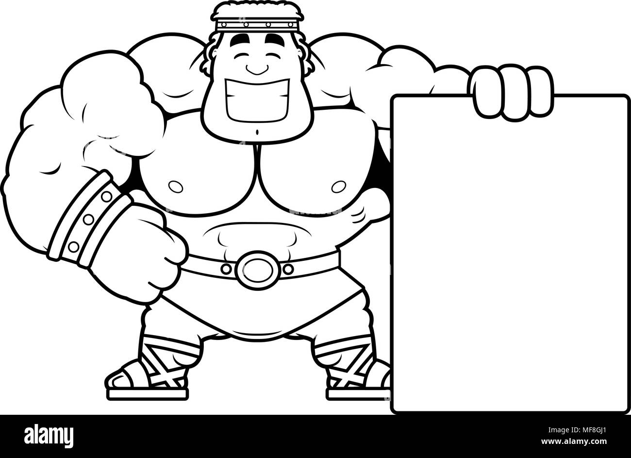 A cartoon illustration of Hercules with a sign Stock Vector Image & Art ...