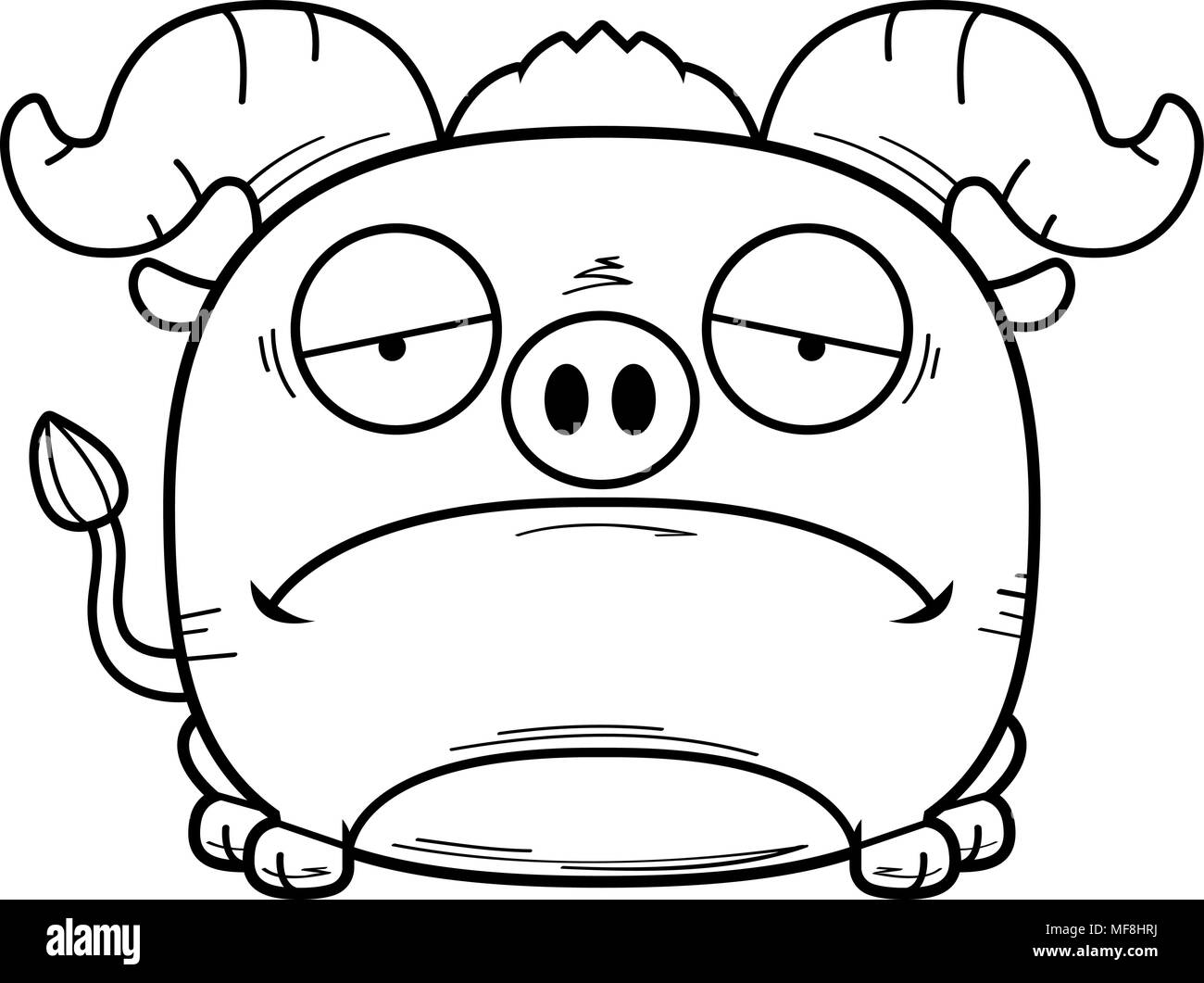 A cartoon illustration of a little blue ox with a sad expression Stock ...