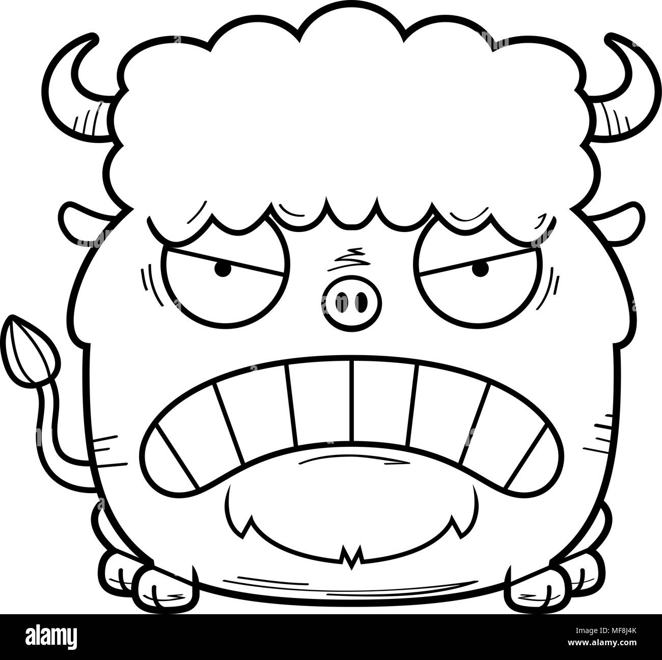 A cartoon illustration of a bison looking angry Stock Vector Image ...
