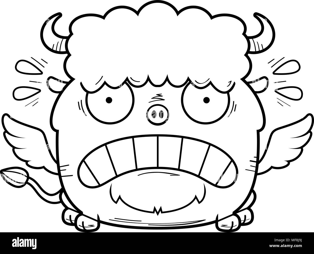 A cartoon illustration of a buffalo with wings looking scared Stock ...