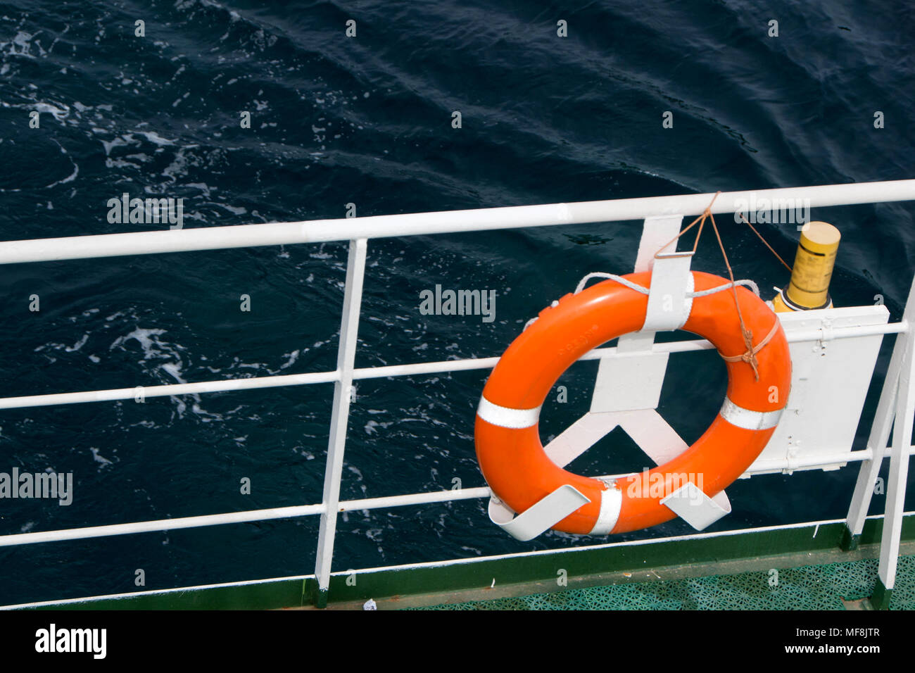 Ship, life preserver. Life preserver at the ship and the sea on a ...