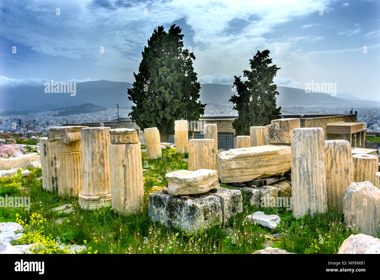 Ruins Temple of Augustus Rome Acropolis Athens Greece. Temple of ...
