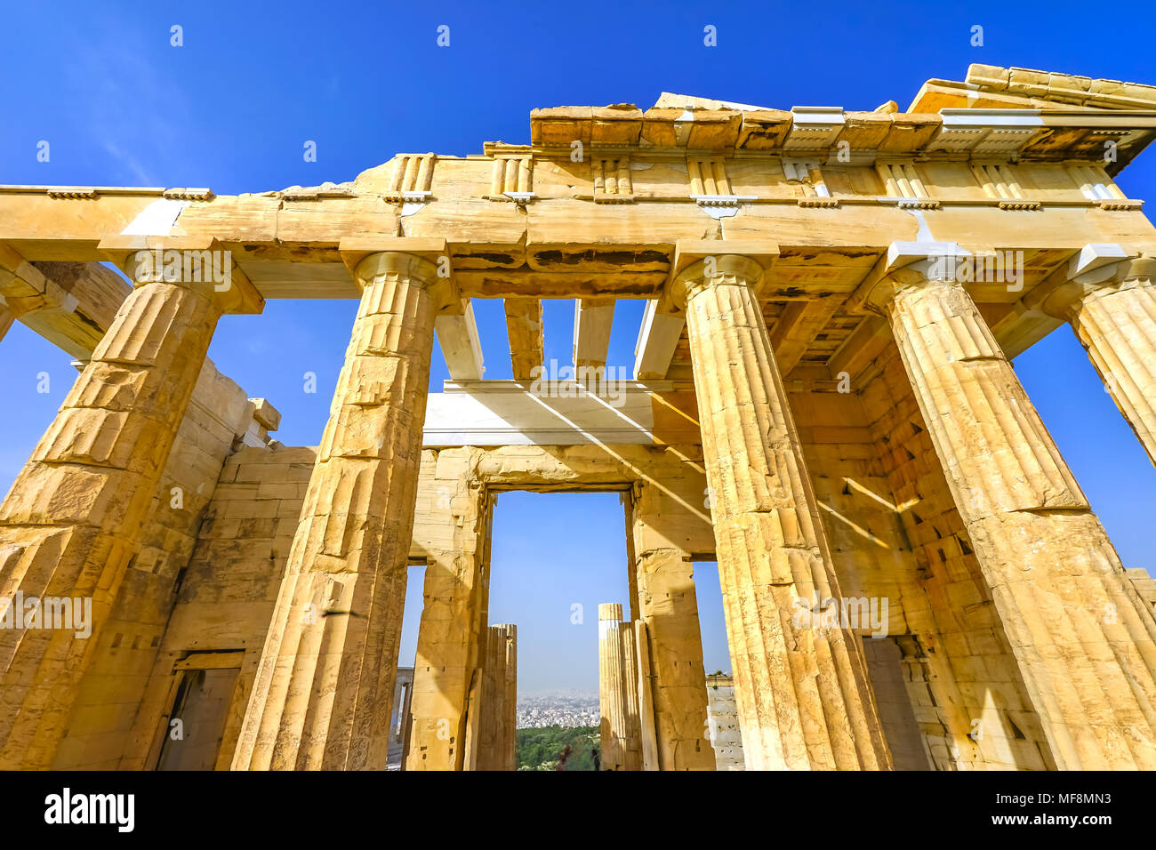 Propylaea Ancient Entrance Gateway Ruins Acropolis Athens Greece ...