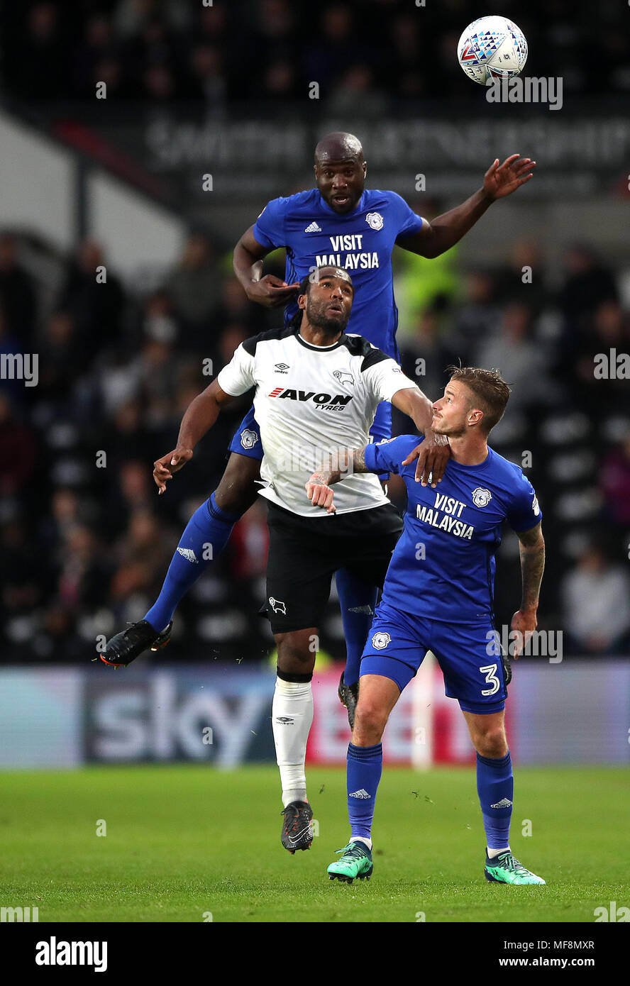 Cardiff City's Sol Bamba (right) and Derby County's Cameron Jerome ...