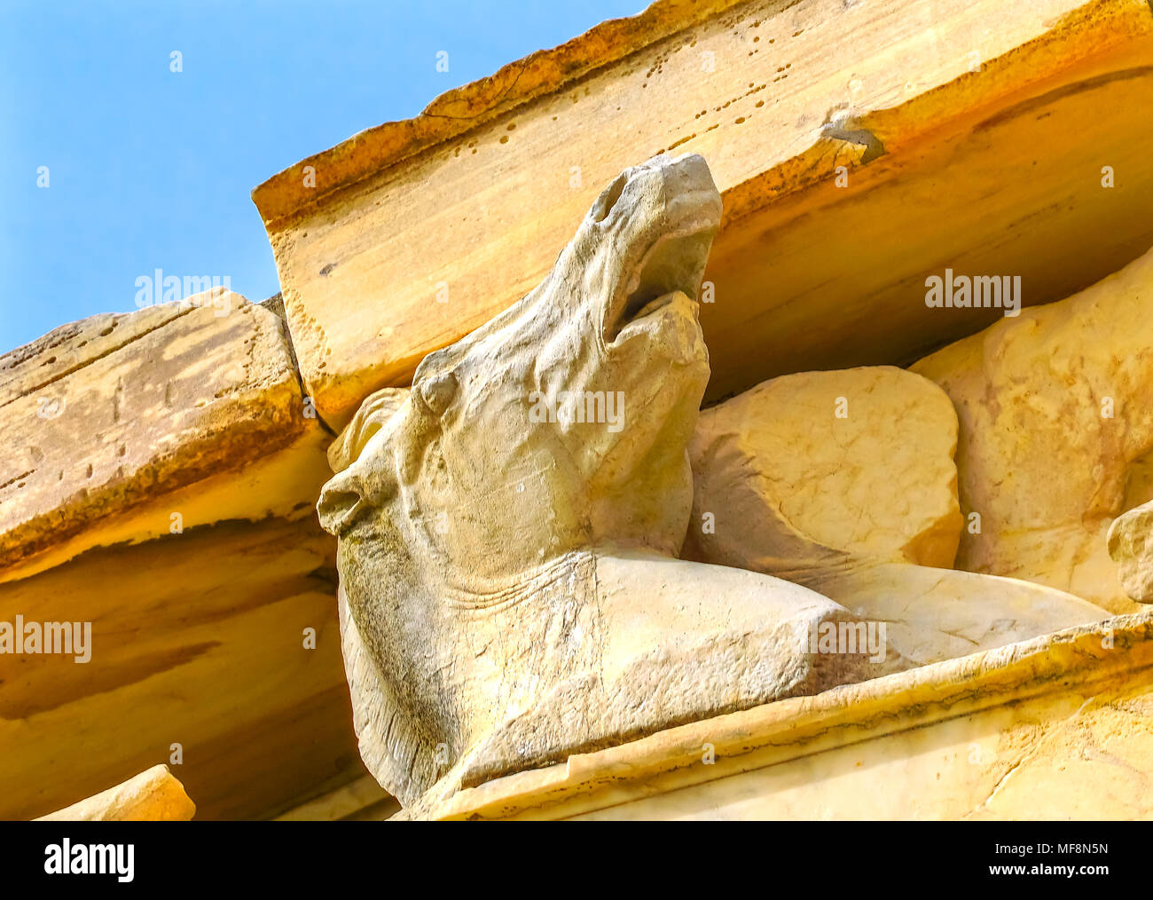 Horse Statue Parthenon Acropolis Athens Greece. Parthenon is Temple to ...