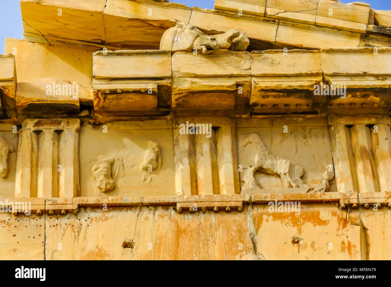 Horse Statue Parthenon Acropolis Athens Greece. Parthenon is Temple to ...