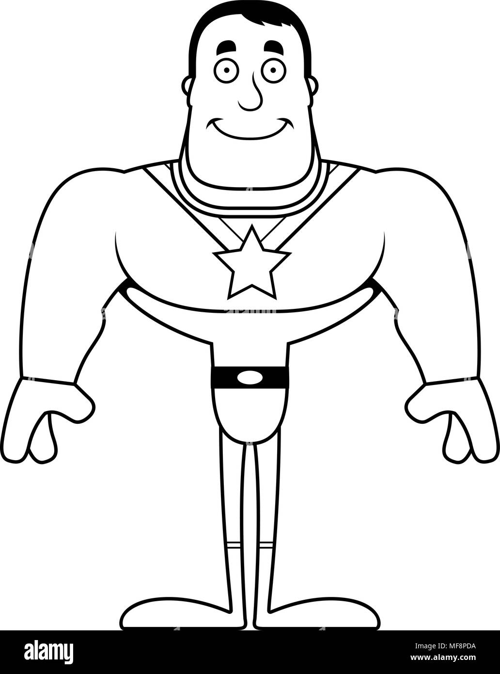 Superhero Cartoon Black And White Flying