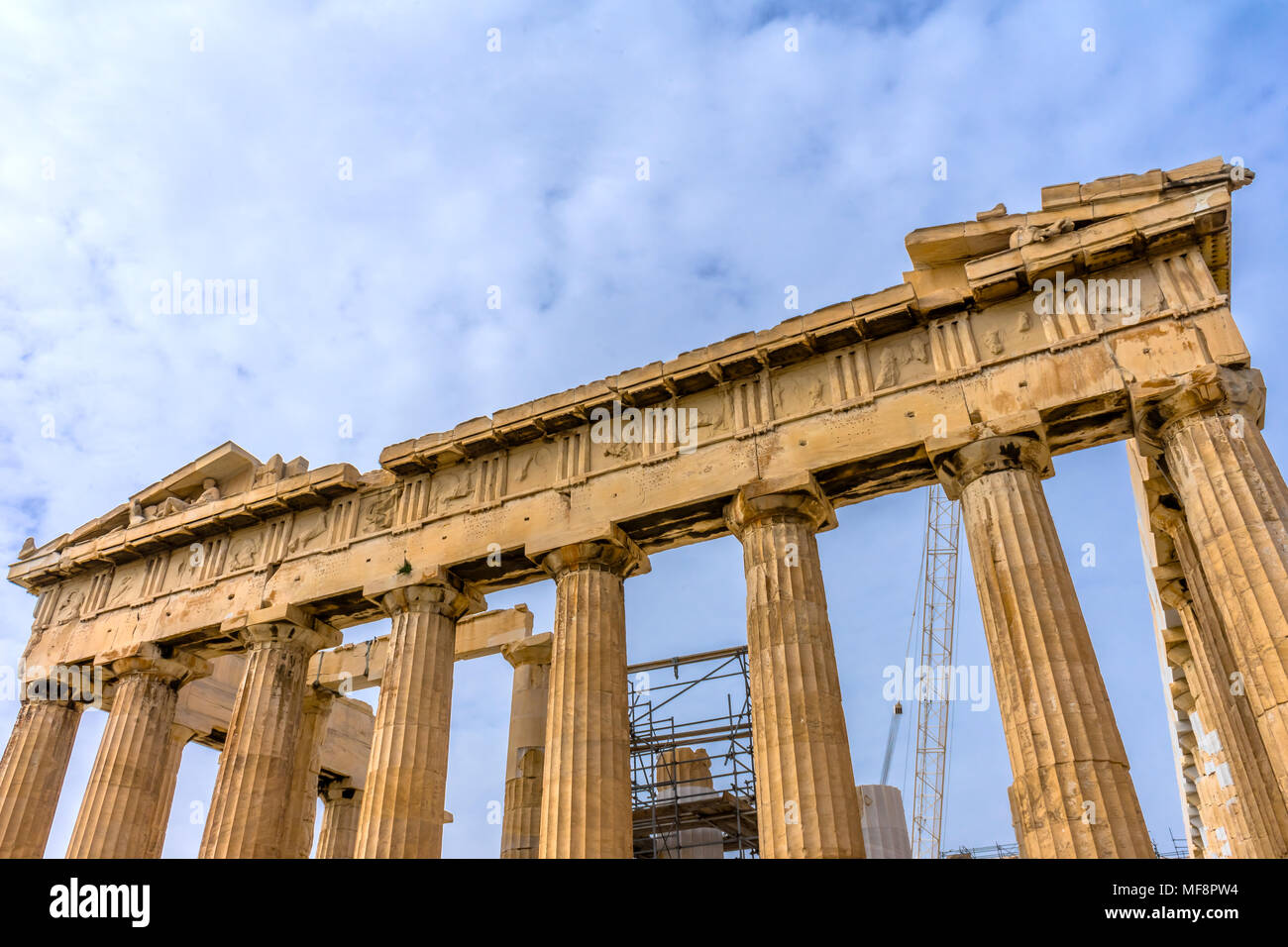 Statues Top Parthenon Acropolis Athens Greece. Parthenon is Temple to ...