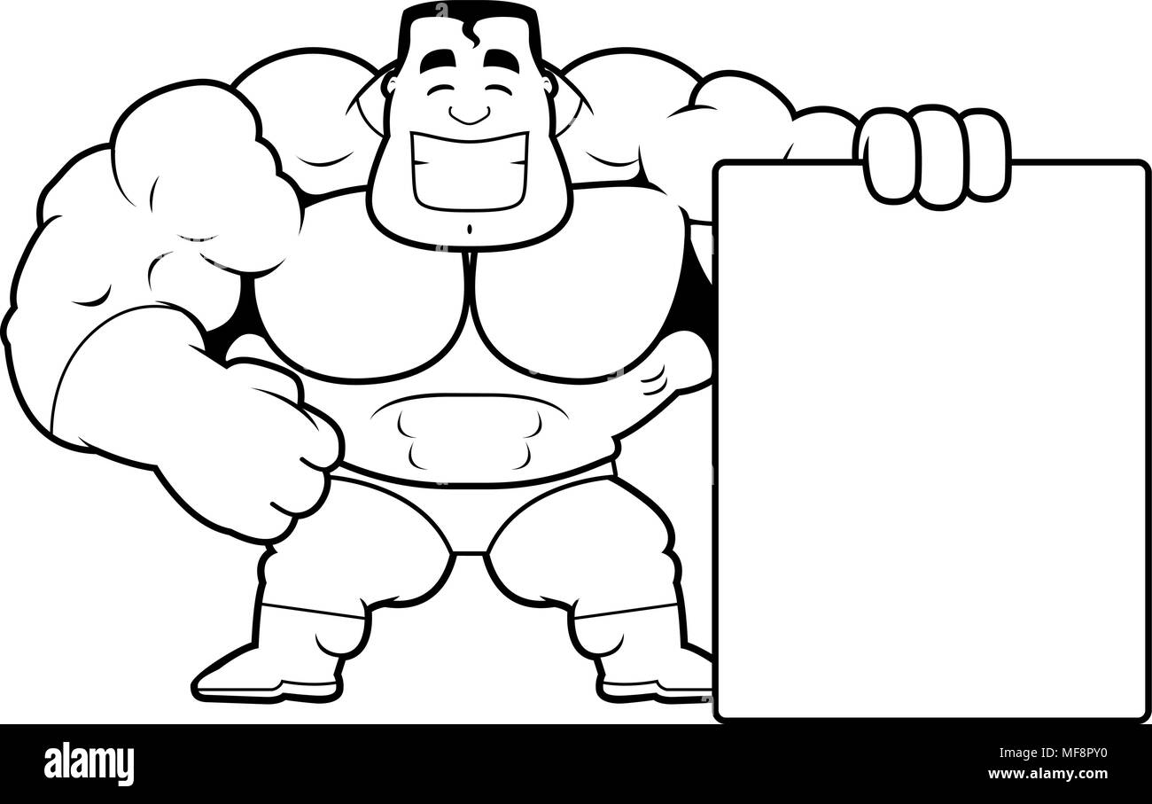 A cartoon illustration of a superhero with a sign Stock Vector Image ...