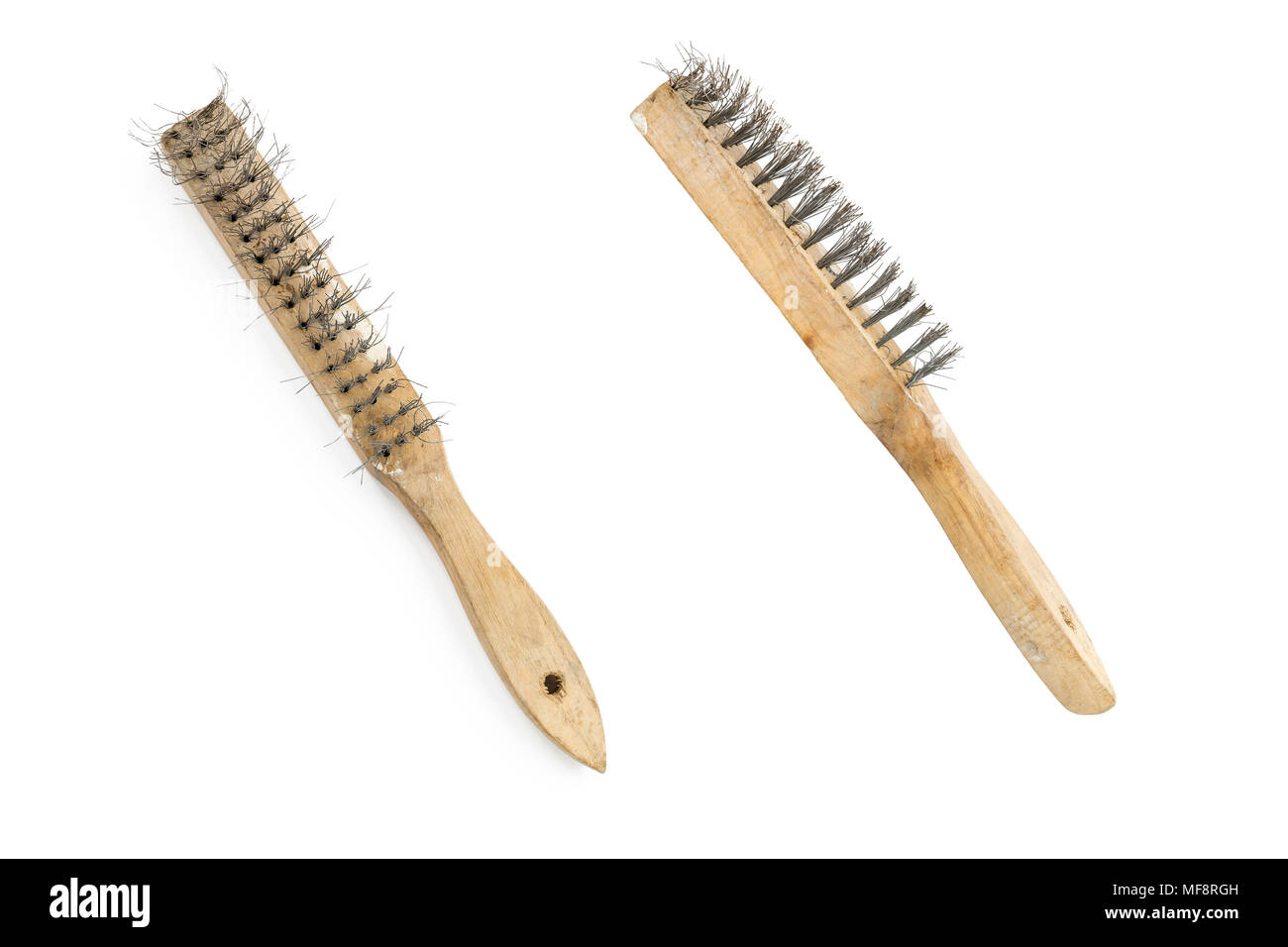 old and rusty wire brush from two sides, isolated on white Stock Photo ...