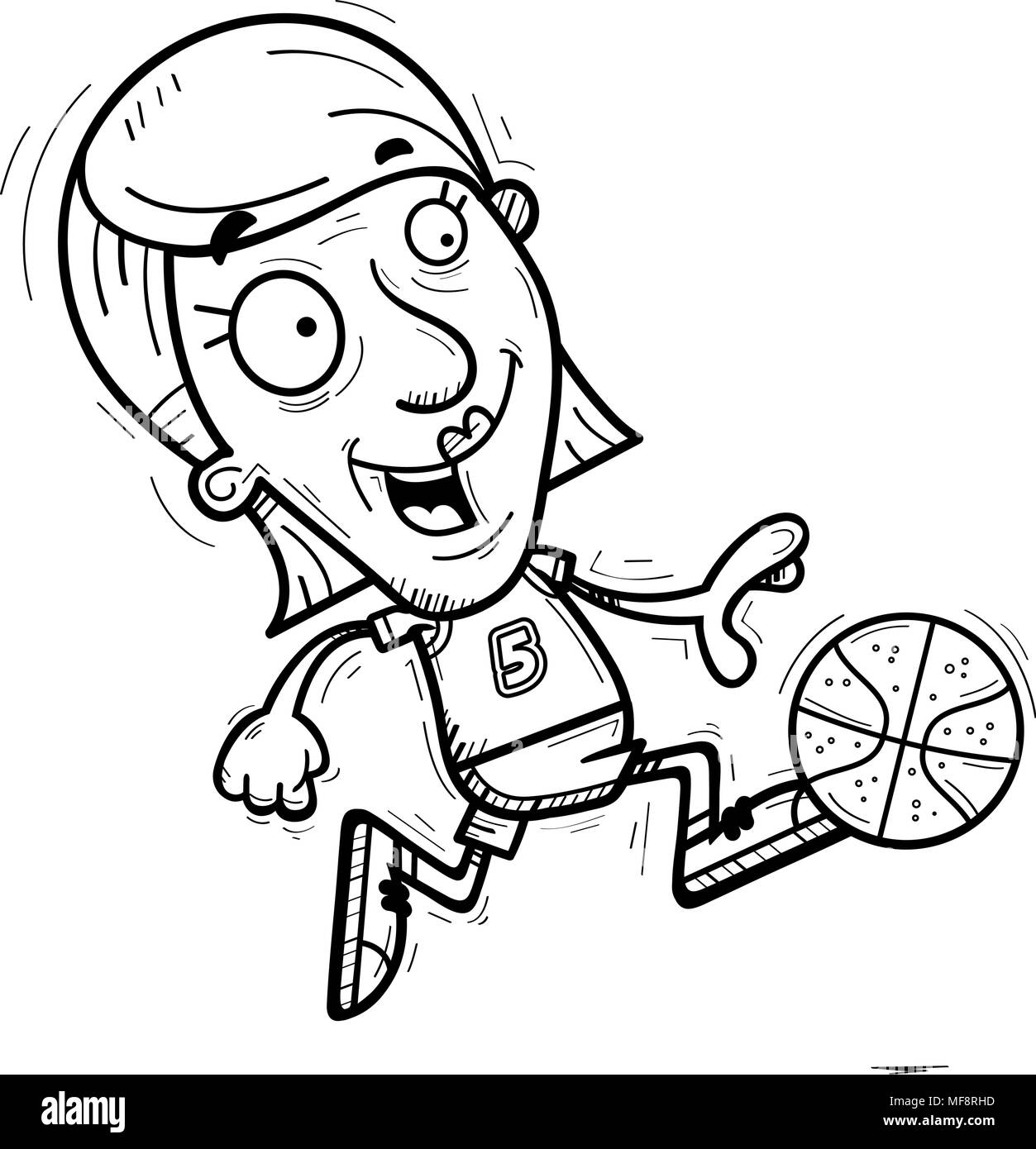 A cartoon illustration of a senior citizen woman basketball player ...