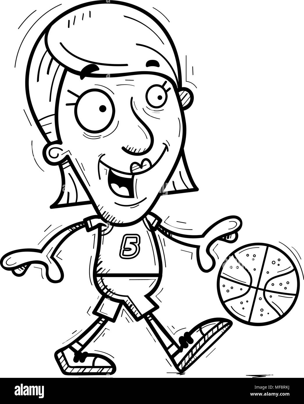 A cartoon illustration of a senior citizen woman basketball player ...