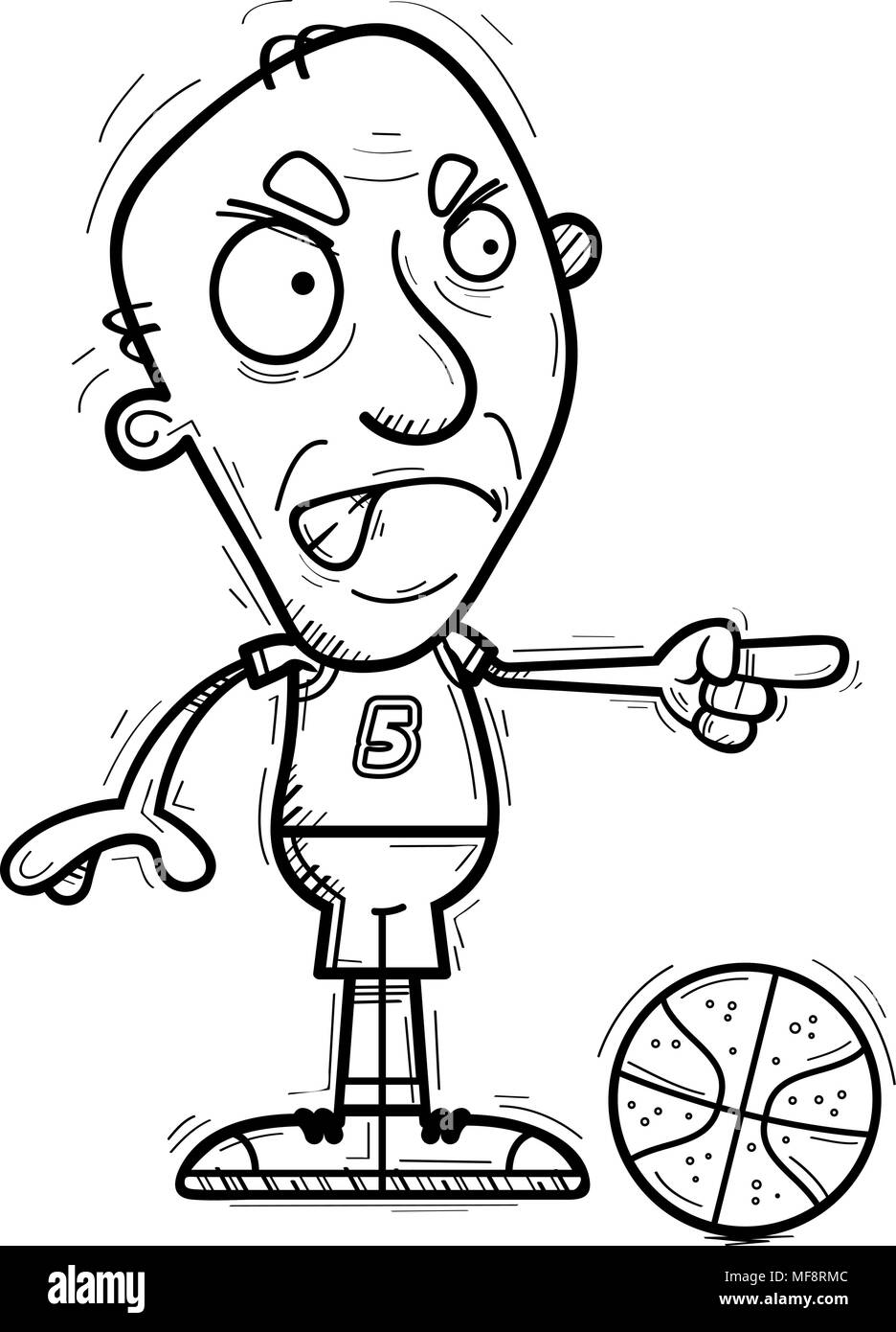 A cartoon illustration of a senior citizen man basketball player ...