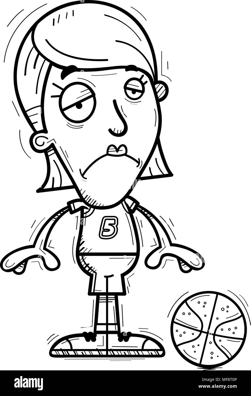 A cartoon illustration of a woman basketball player looking sad Stock ...