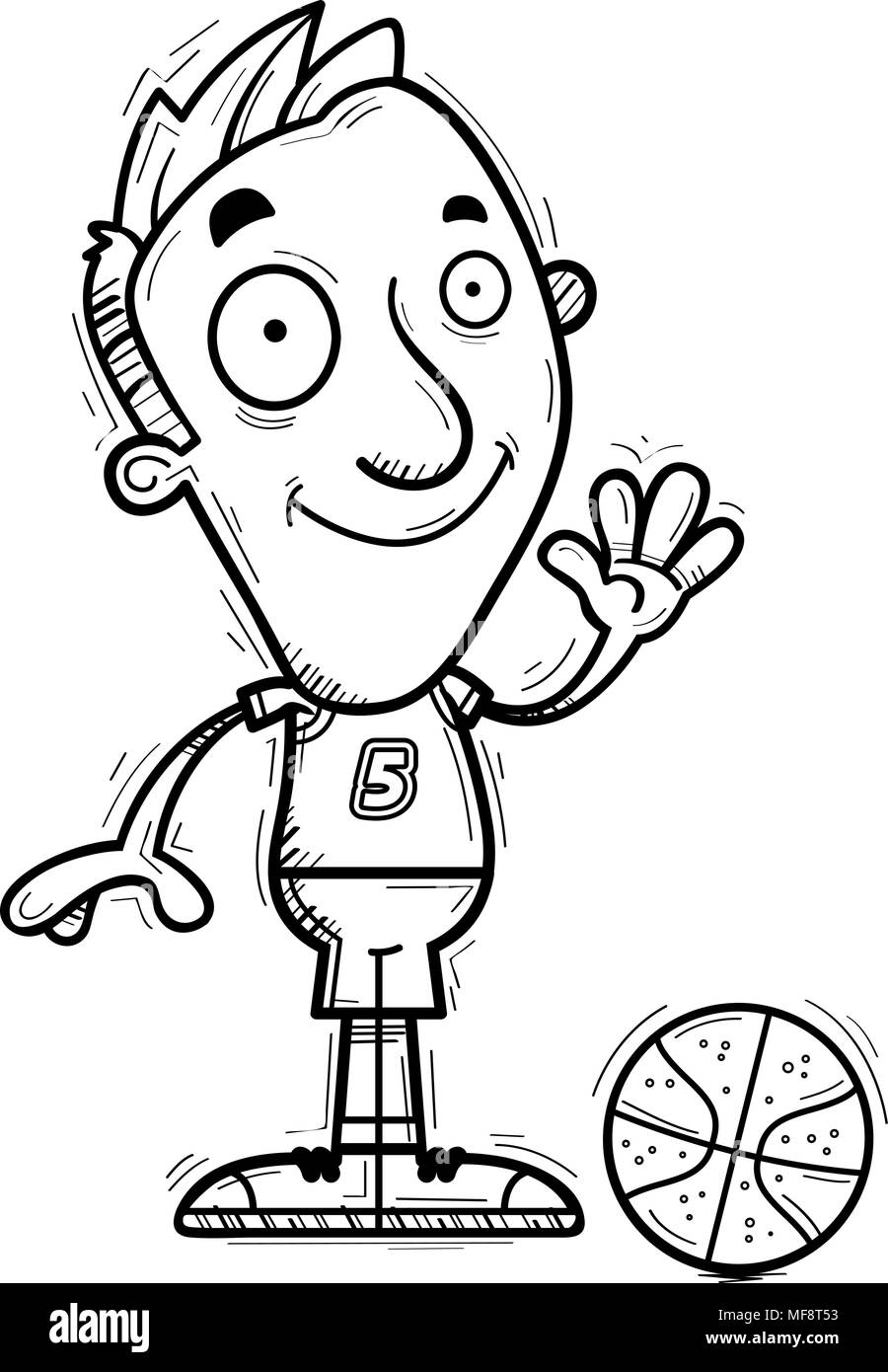 A cartoon illustration of a man basketball player waving Stock Vector ...