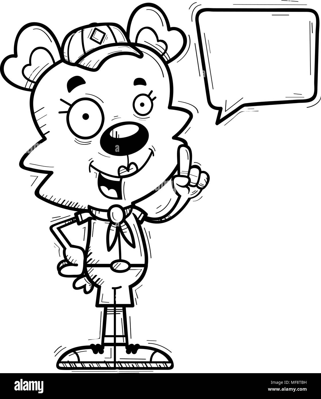 A cartoon illustration of a female bear scout talking Stock Vector ...