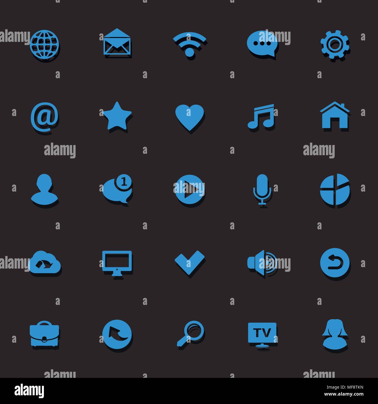 Communication blue icons set. Vector illustration Stock Vector Image ...
